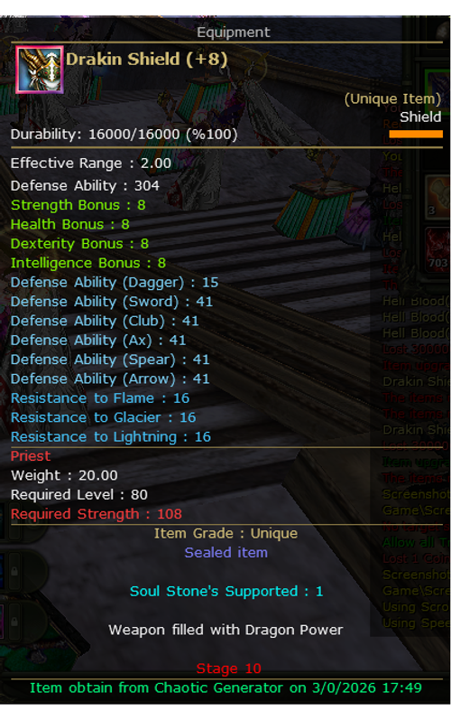 SELL DRAKİN SHİELD +8 SW DE TEK - Klasgame.com